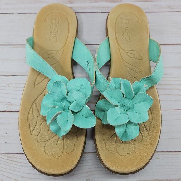 Børn | Shoes | Boc Womens Size Aqua Blue Leather Flower Flip Flops ...